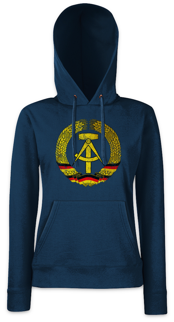 DDR SYMBOL Damen Hoodie Sweatshirt Flag Socialism Communism Hammer East ...